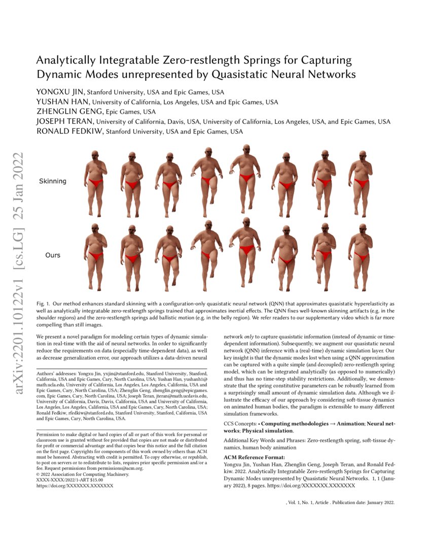 Analytically Integratable Zero-restlength Springs for Capturing Dynamic ...