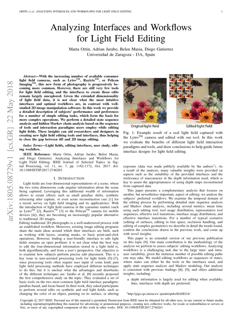 Analyzing Interfaces and Workflows for Light Field Editing | DeepAI