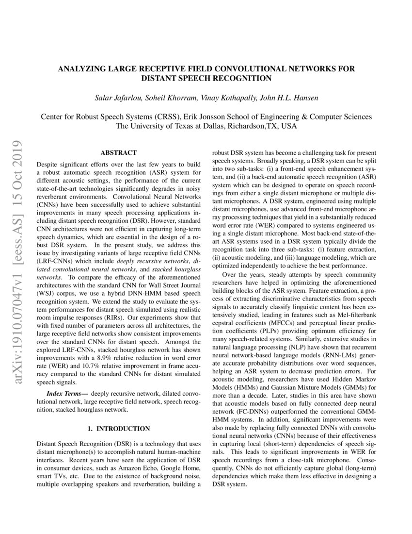 Analyzing Large Receptive Field Convolutional Networks For Distant