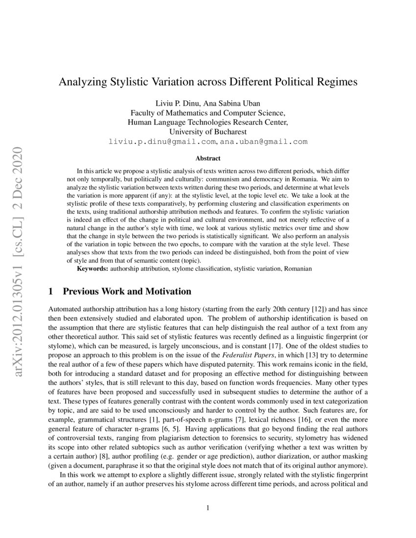 Analyzing Stylistic Variation across Different Political Regimes | DeepAI