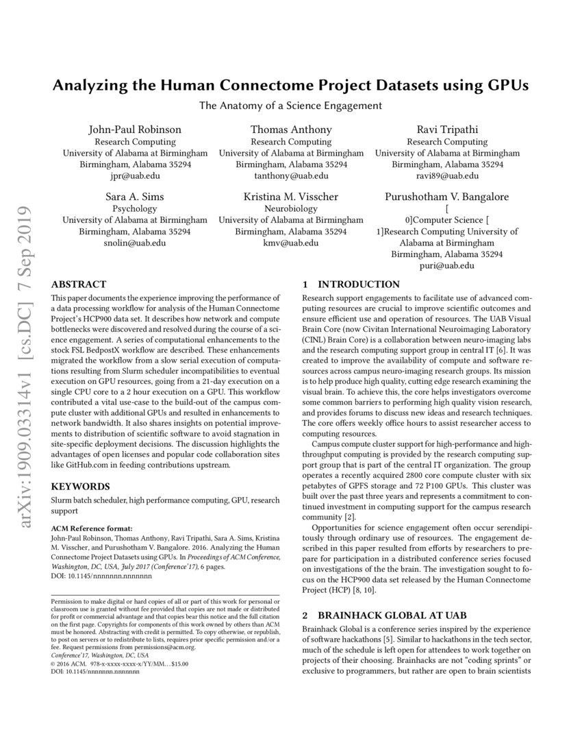 Analyzing the HCP Datasets using GPUs: The Anatomy of a Science ...