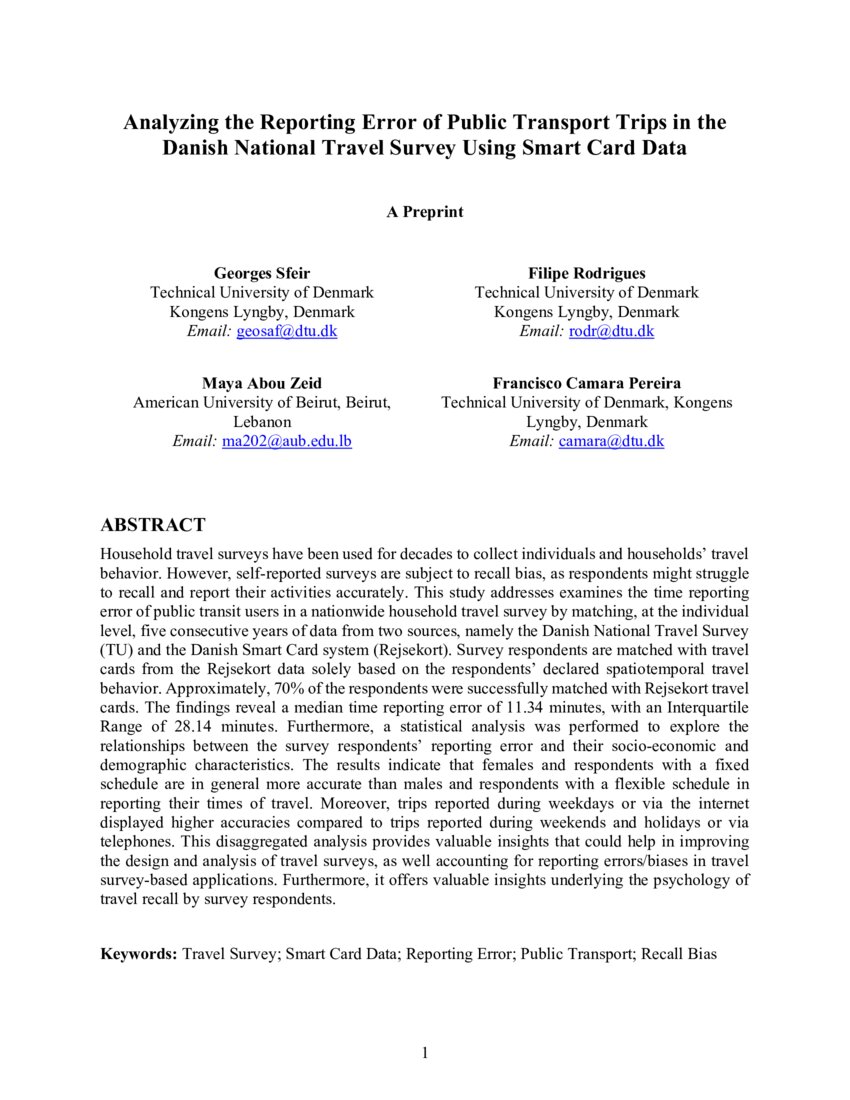 Analyzing the Reporting Error of Public Transport Trips in the Danish ...