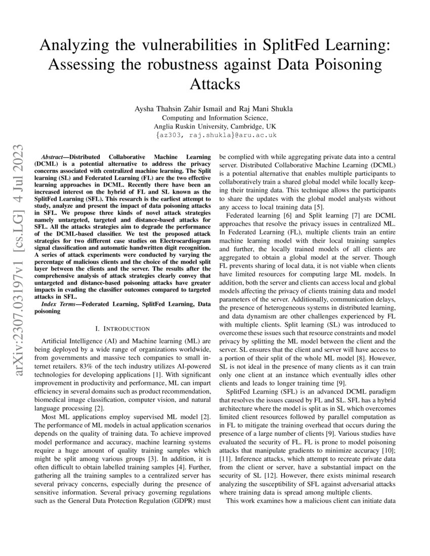 Analyzing the vulnerabilities in SplitFed Learning: Assessing the robustness against Data ...
