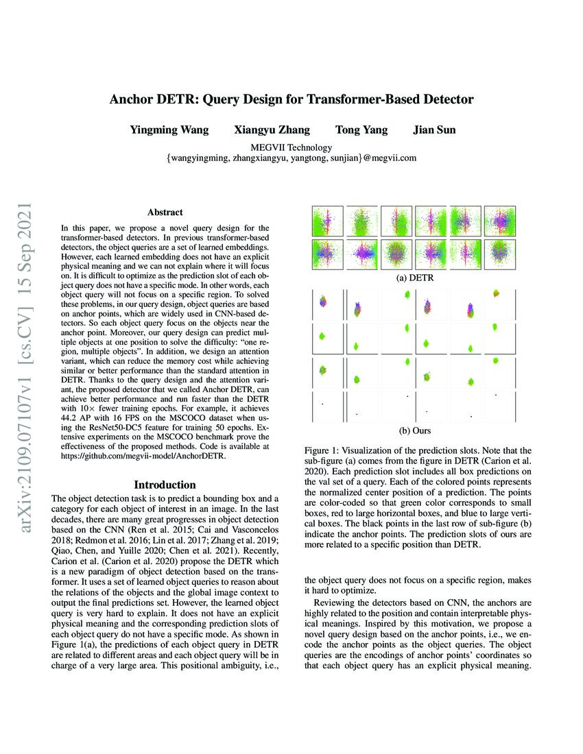 Anchor DETR: Query Design for Transformer-Based Detector | DeepAI