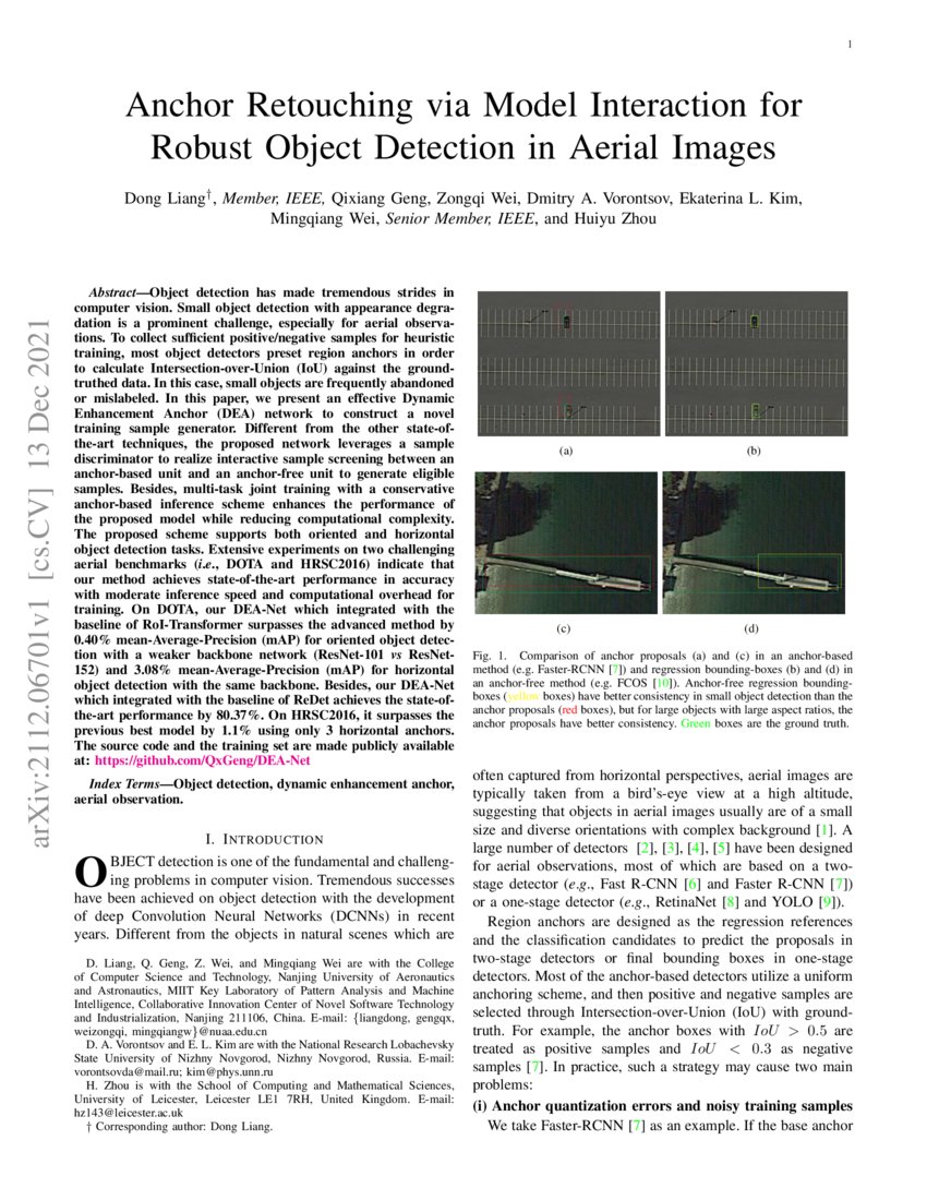 Anchor Retouching via Model Interaction for Robust Object Detection in Aerial Images | DeepAI