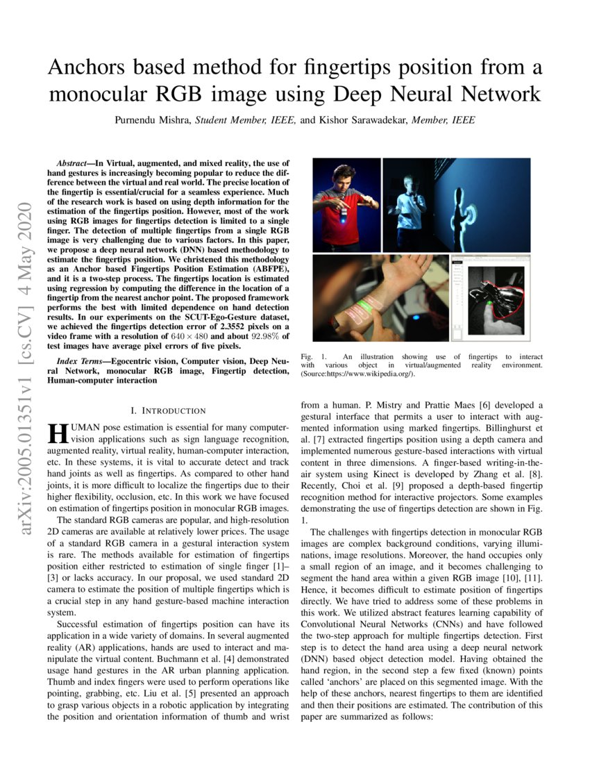 Anchors based method for fingertips position from a monocular RGB image ...