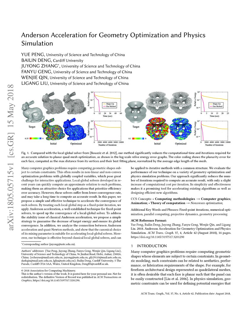 Anderson Acceleration for Geometry Optimization and Physics Simulation ...