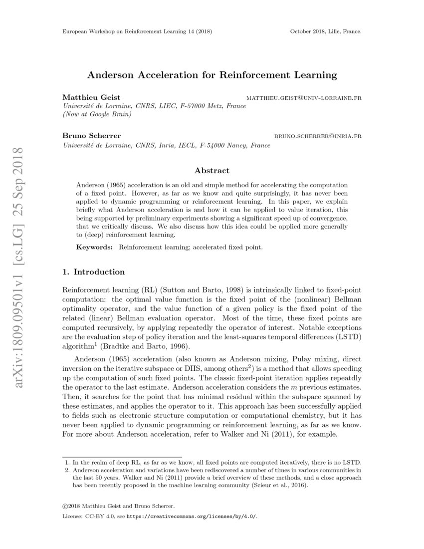 Anderson Acceleration for Reinforcement Learning | DeepAI