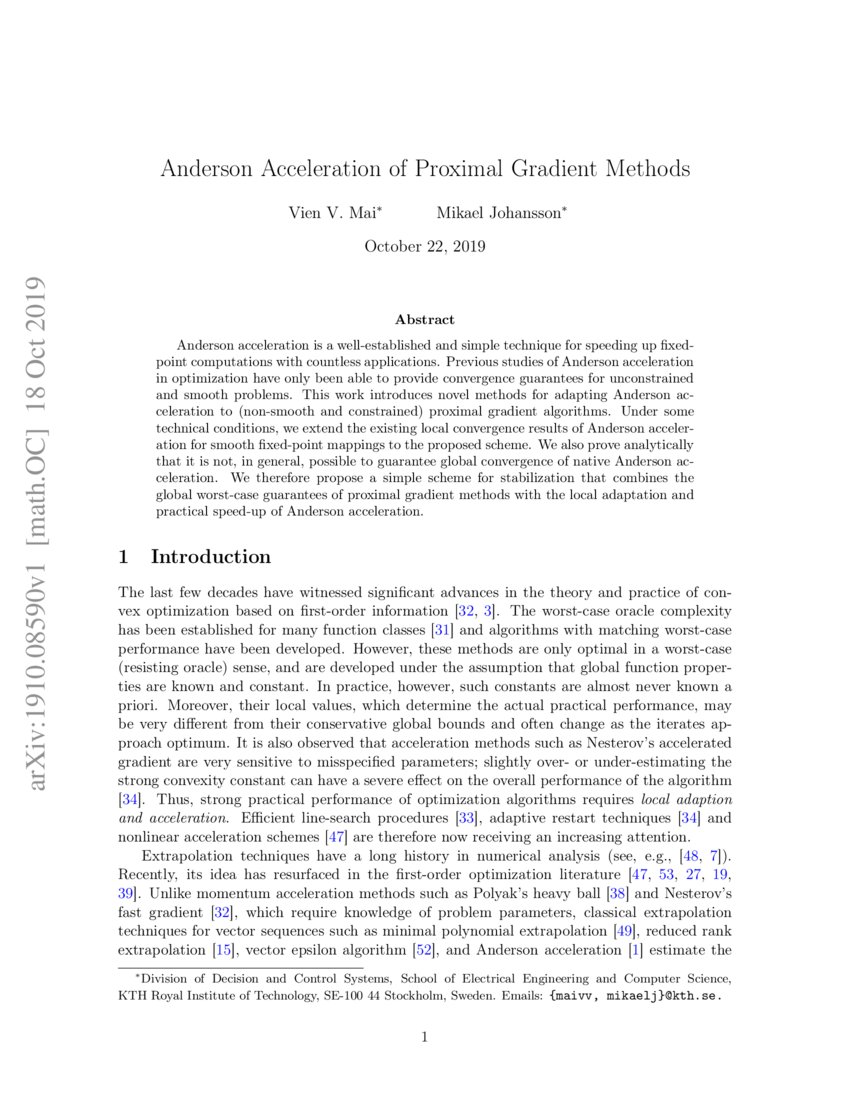 Anderson Acceleration of Proximal Gradient Methods | DeepAI
