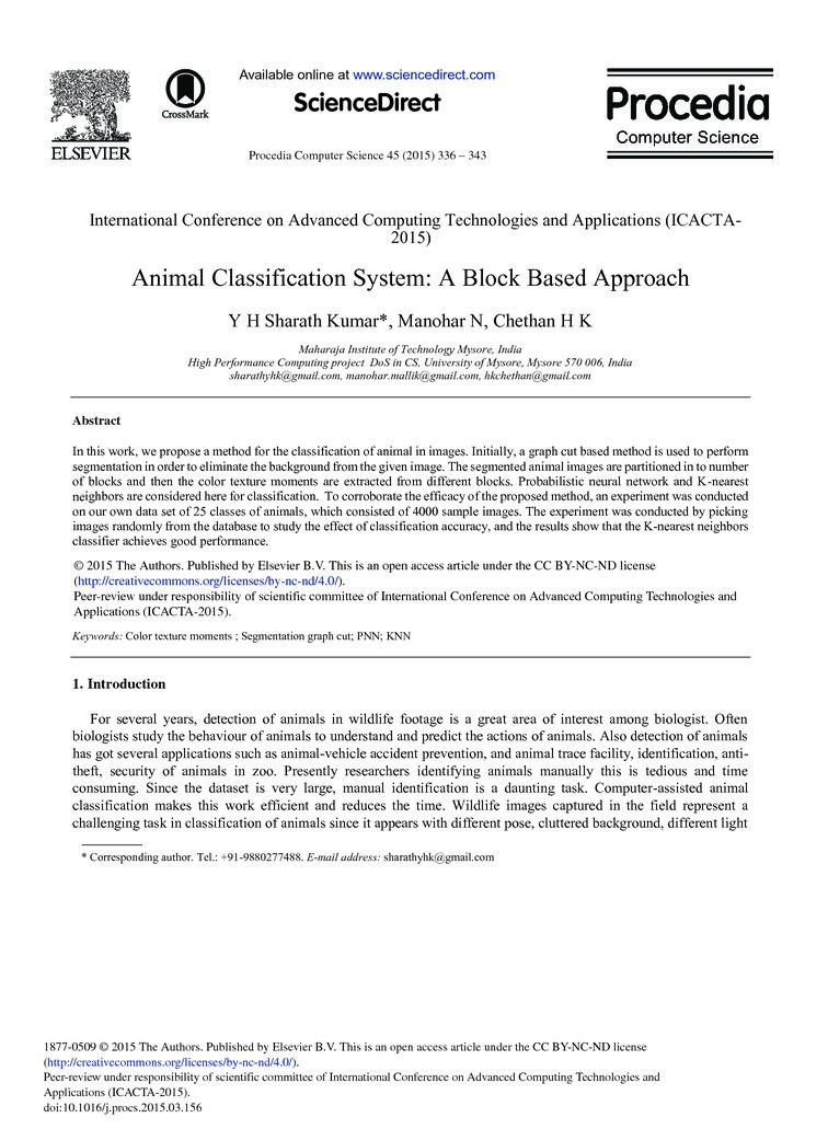 Animal Classification System: A Block Based Approach | DeepAI