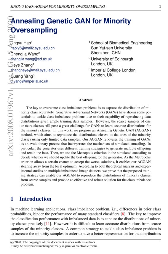 Annealing Genetic GAN for Minority Oversampling | DeepAI