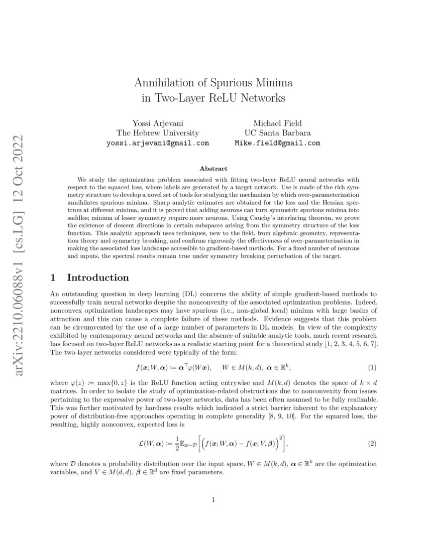 Annihilation Of Spurious Minima In Two Layer Relu Networks Deepai