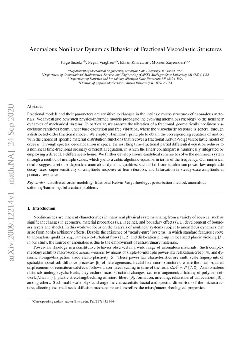 Anomalous Nonlinear Dynamics Behavior of Fractional Viscoelastic ...