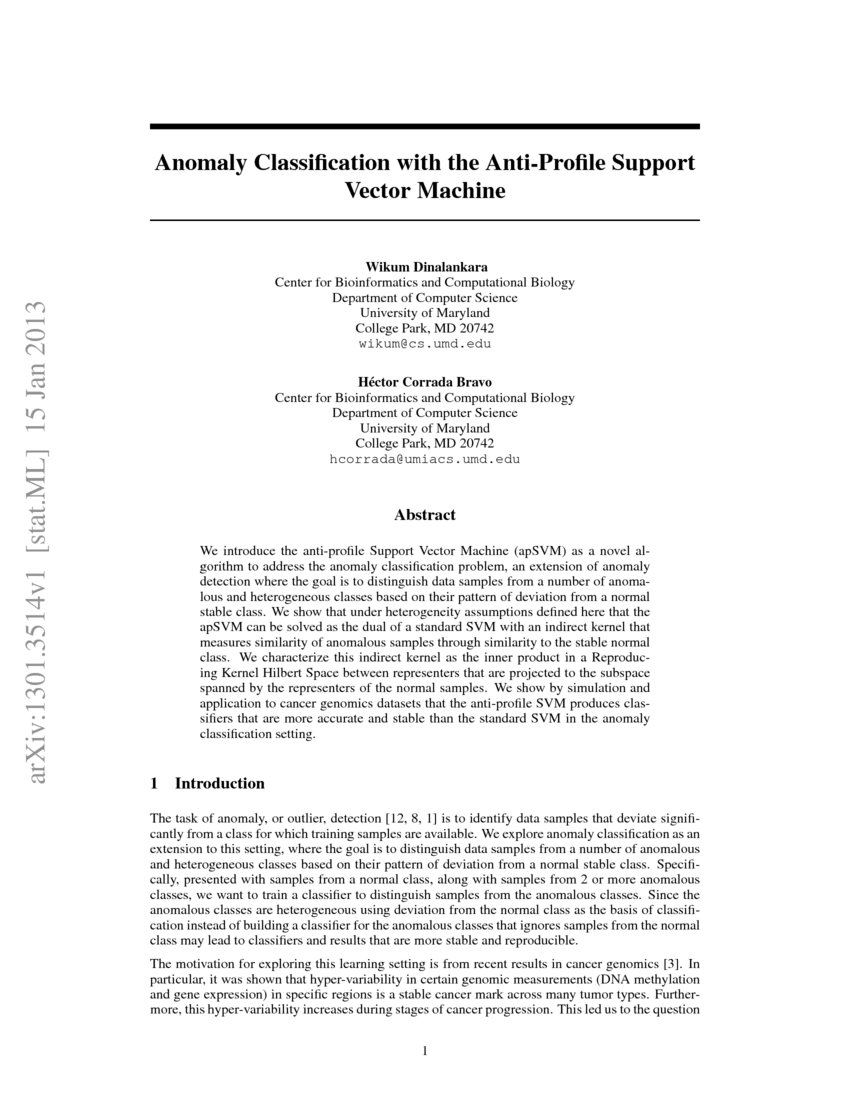 Anomaly Classification with the Anti-Profile Support Vector Machine ...