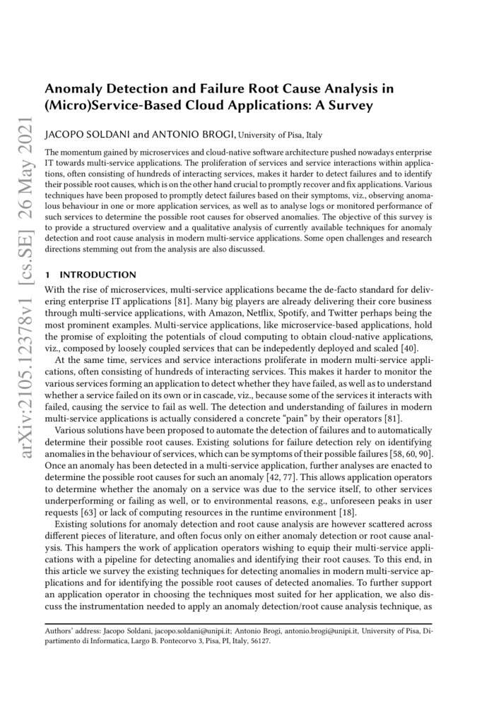 Anomaly Detection and Failure Root Cause Analysis in (Micro)Service ...