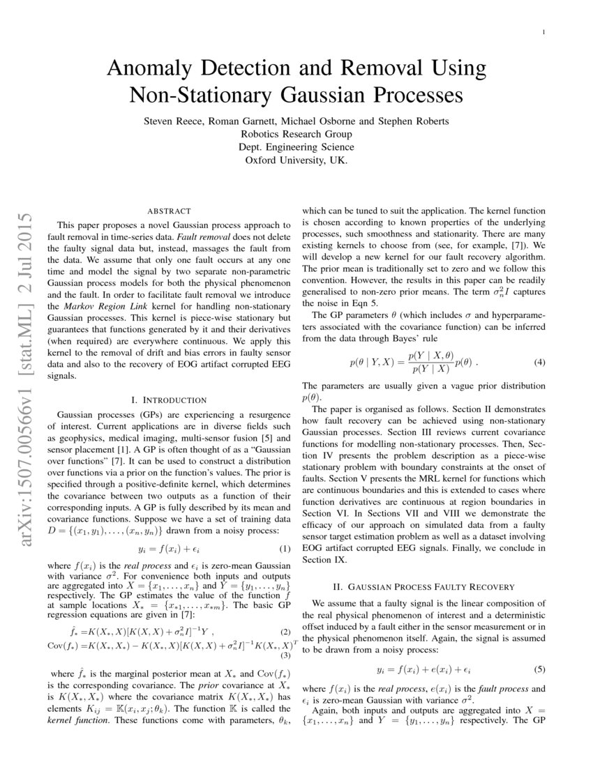 Anomaly Detection and Removal Using Non-Stationary Gaussian Processes ... Anomaly Detection and Removal Using Non-Stationary Gaussian Processes ...