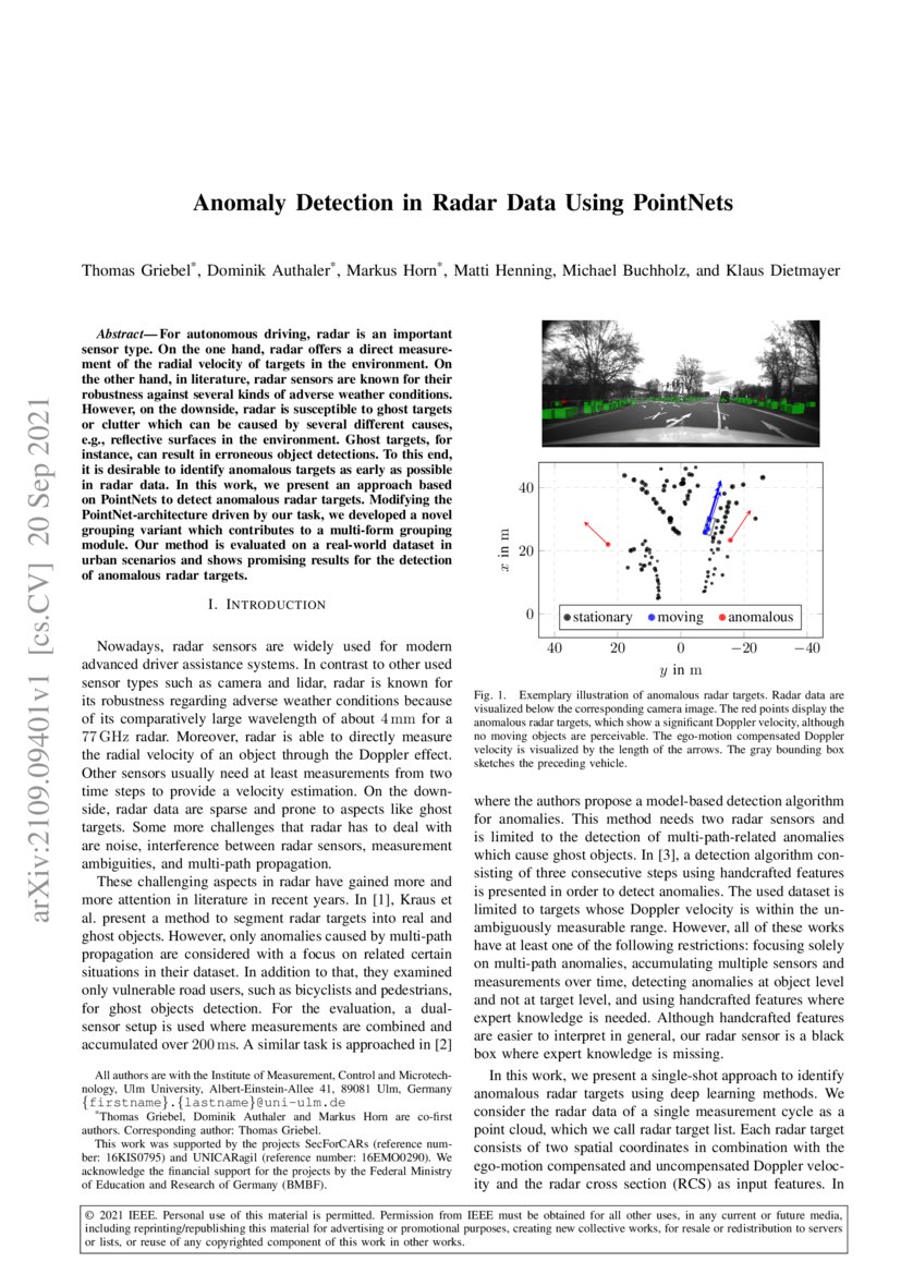 Anomaly Detection in Radar Data Using PointNets | DeepAI