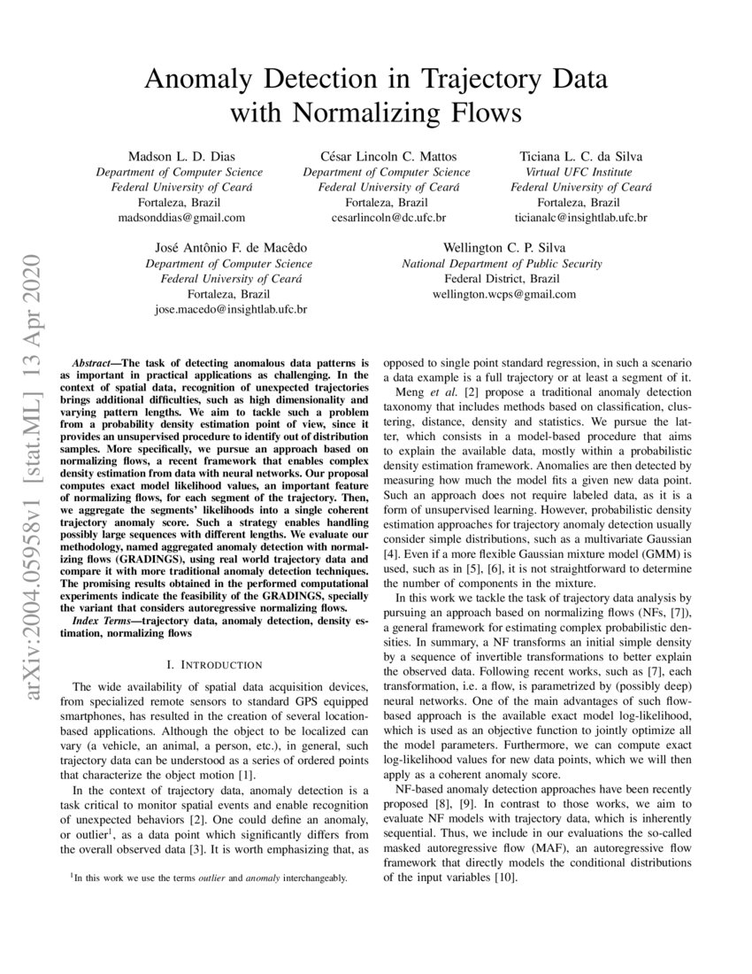 Anomaly Detection in Trajectory Data with Normalizing Flows | DeepAI
