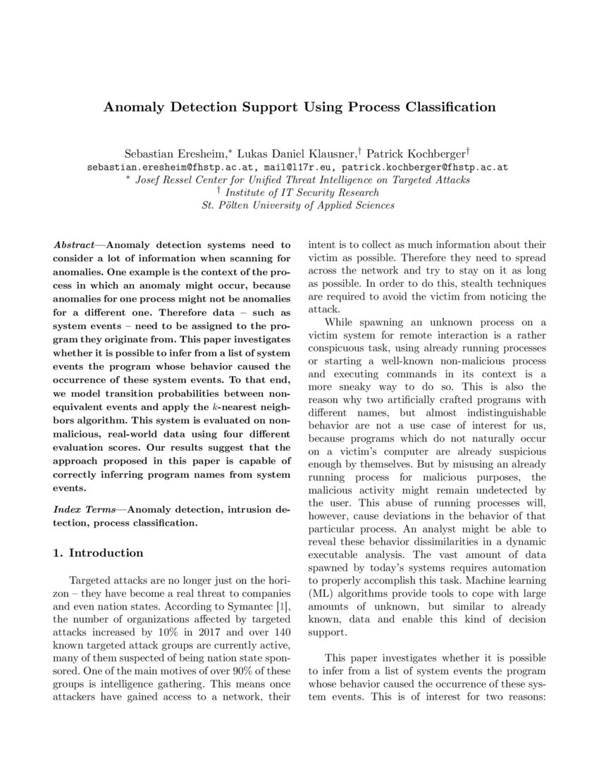 Anomaly Detection Support Using Process Classification Deepai