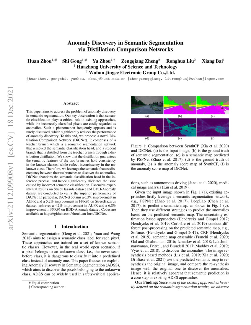 Anomaly Discovery in Semantic Segmentation via Distillation Comparison ... Anomaly Discovery in Semantic Segmentation via Distillation Comparison ...