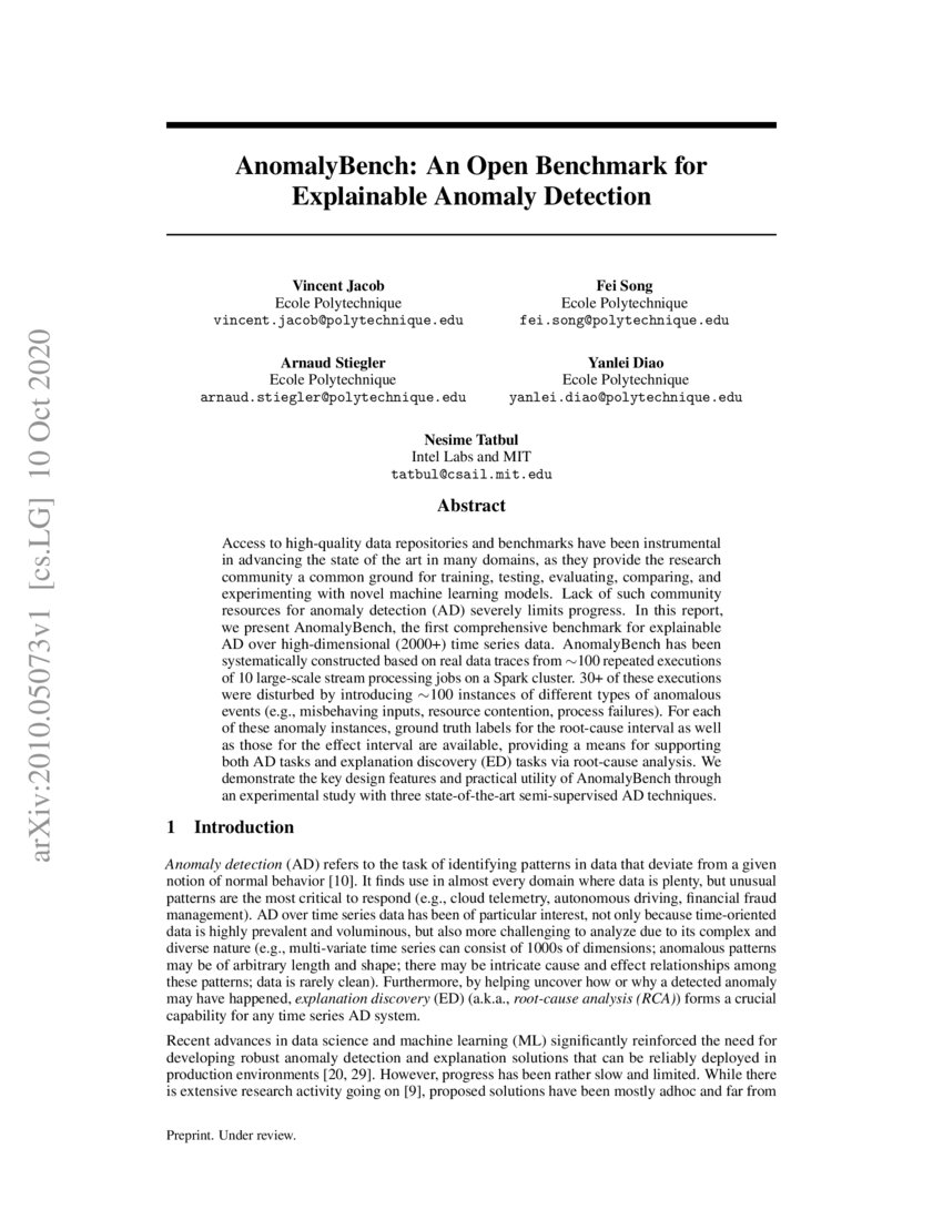 AnomalyBench: An Open Benchmark for Explainable Anomaly Detection | DeepAI