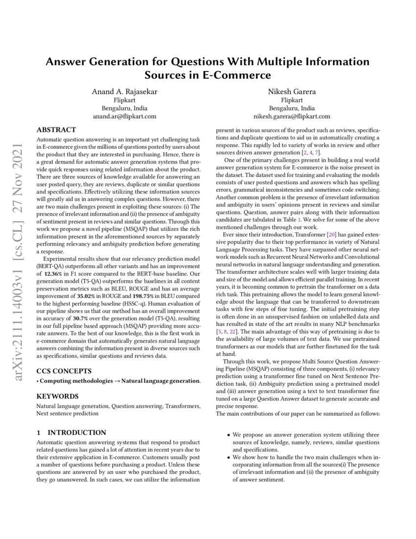 Answer Generation for Questions With Multiple Information Sources in E ...