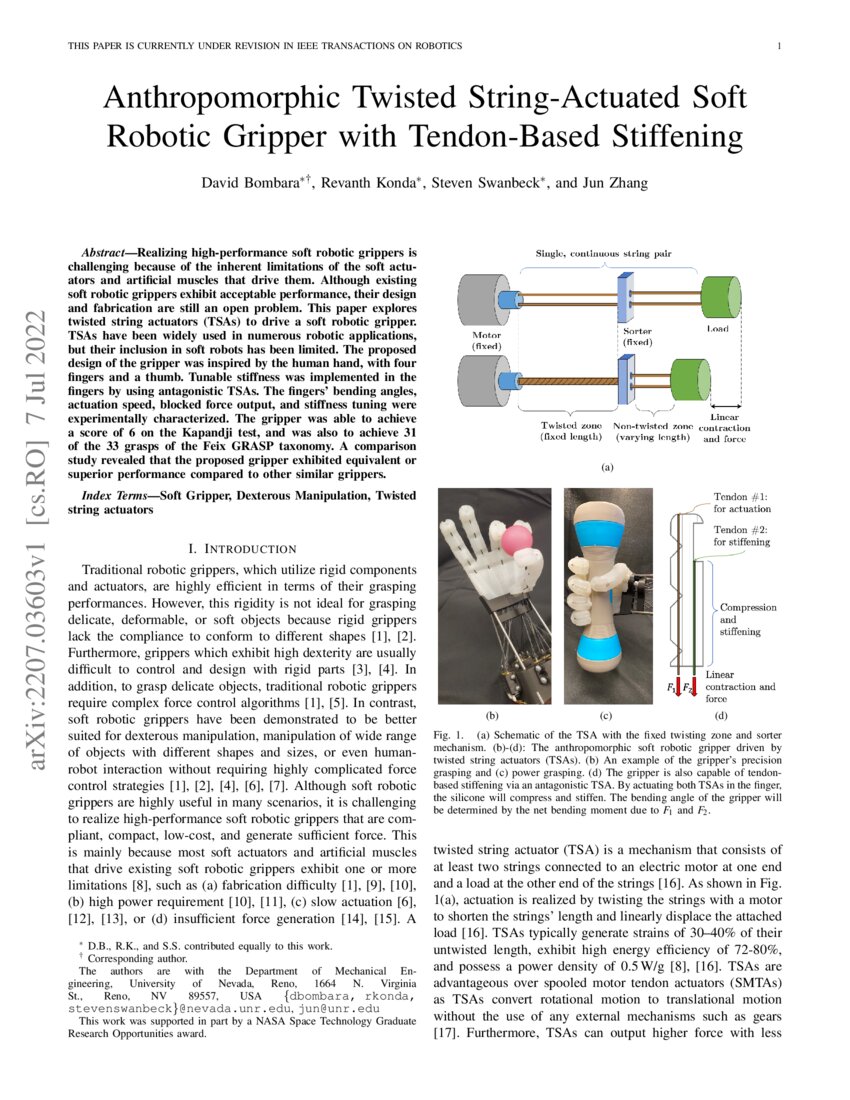 Anthropomorphic Twisted String-Actuated Soft Robotic Gripper with Tendon-Based Stiffening | DeepAI