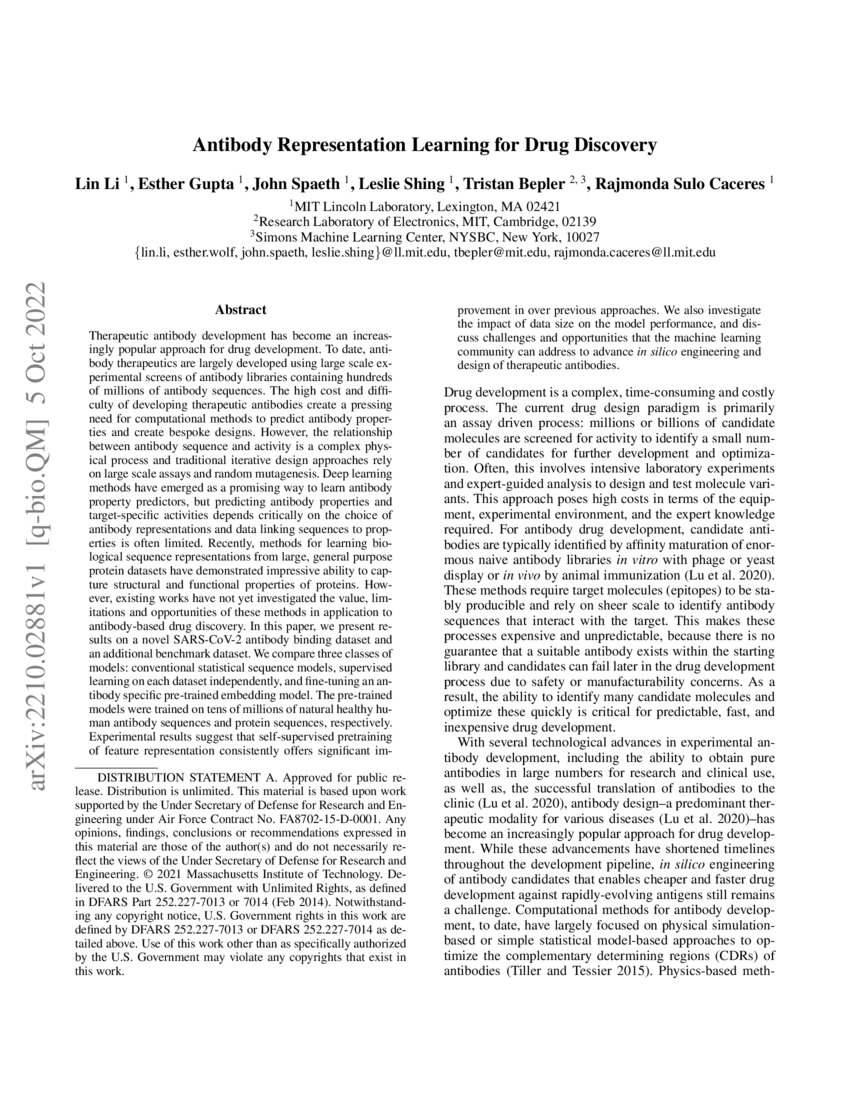 Antibody Representation Learning for Drug Discovery | DeepAI