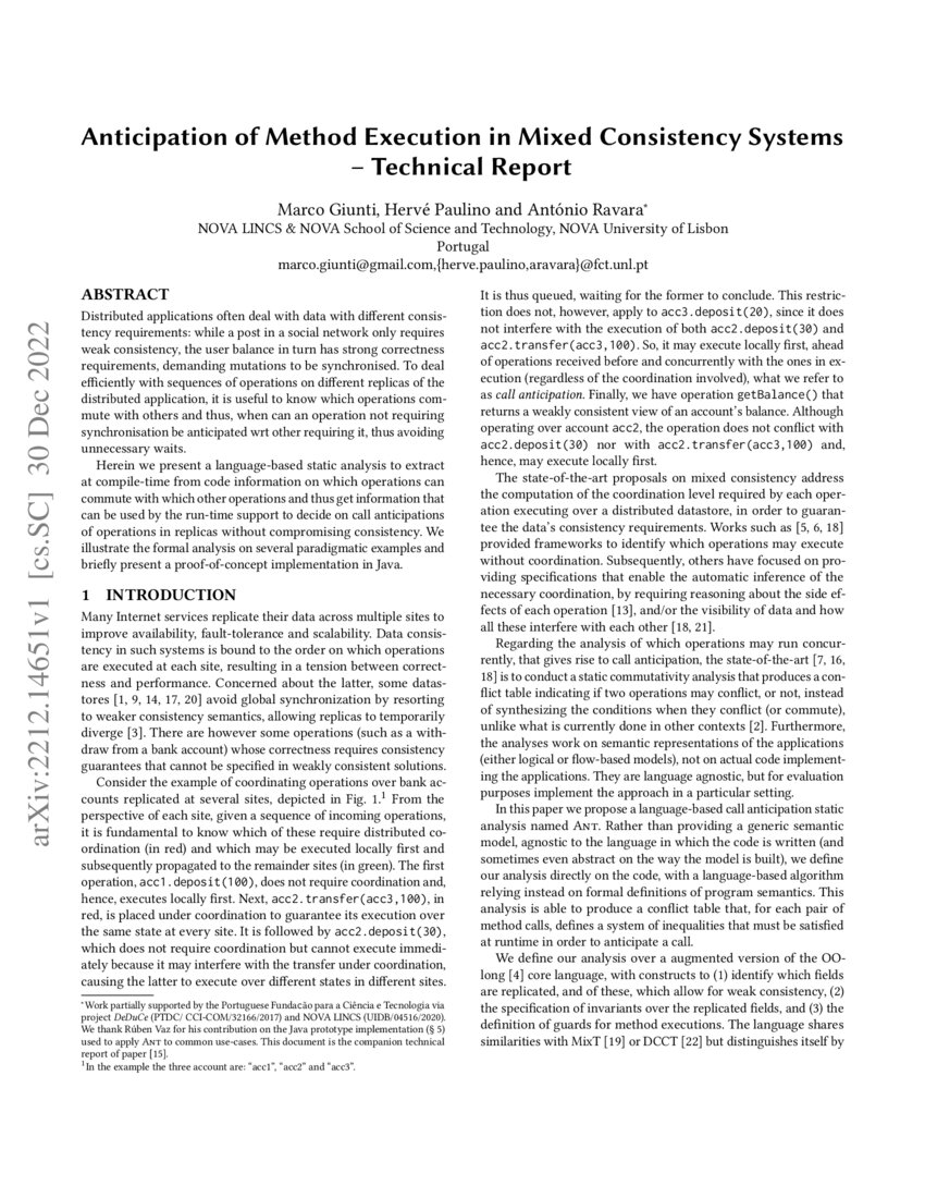 Anticipation Of Method Execution In Mixed Consistency Systems