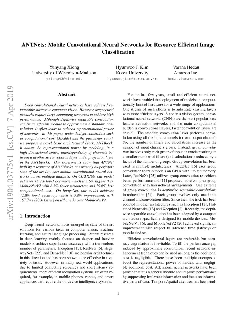 Antnets Mobile Convolutional Neural Networks For Resource Efficient Image Classification Deepai