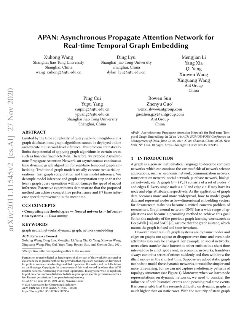Apan Asynchronous Propagation Attention Network For Real Time Temporal Graph Embedding Deepai