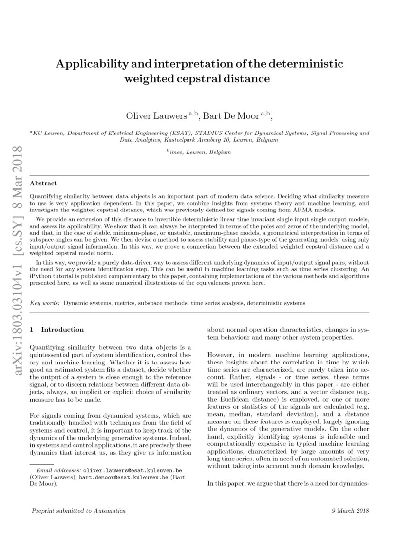 Applicability and interpretation of the deterministic weighted cepstral ...