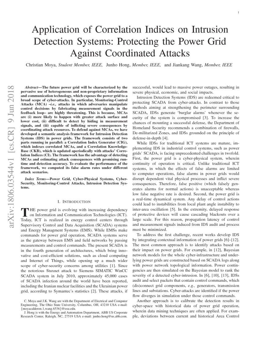 Application Of Correlation Indices On Intrusion Detection Systems