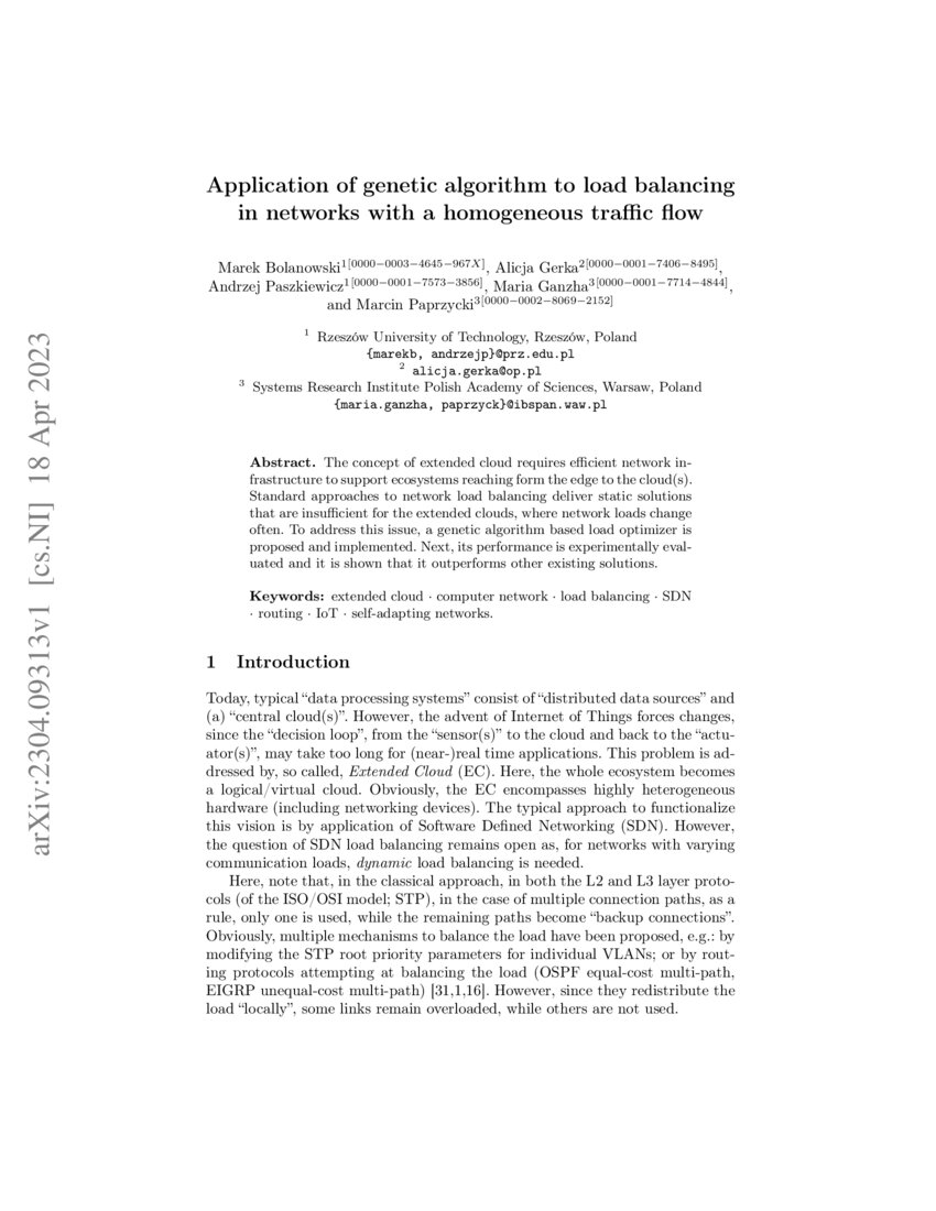 Application Of Genetic Algorithm To Load Balancing In Networks With A Homogeneous Traffic Flow 
