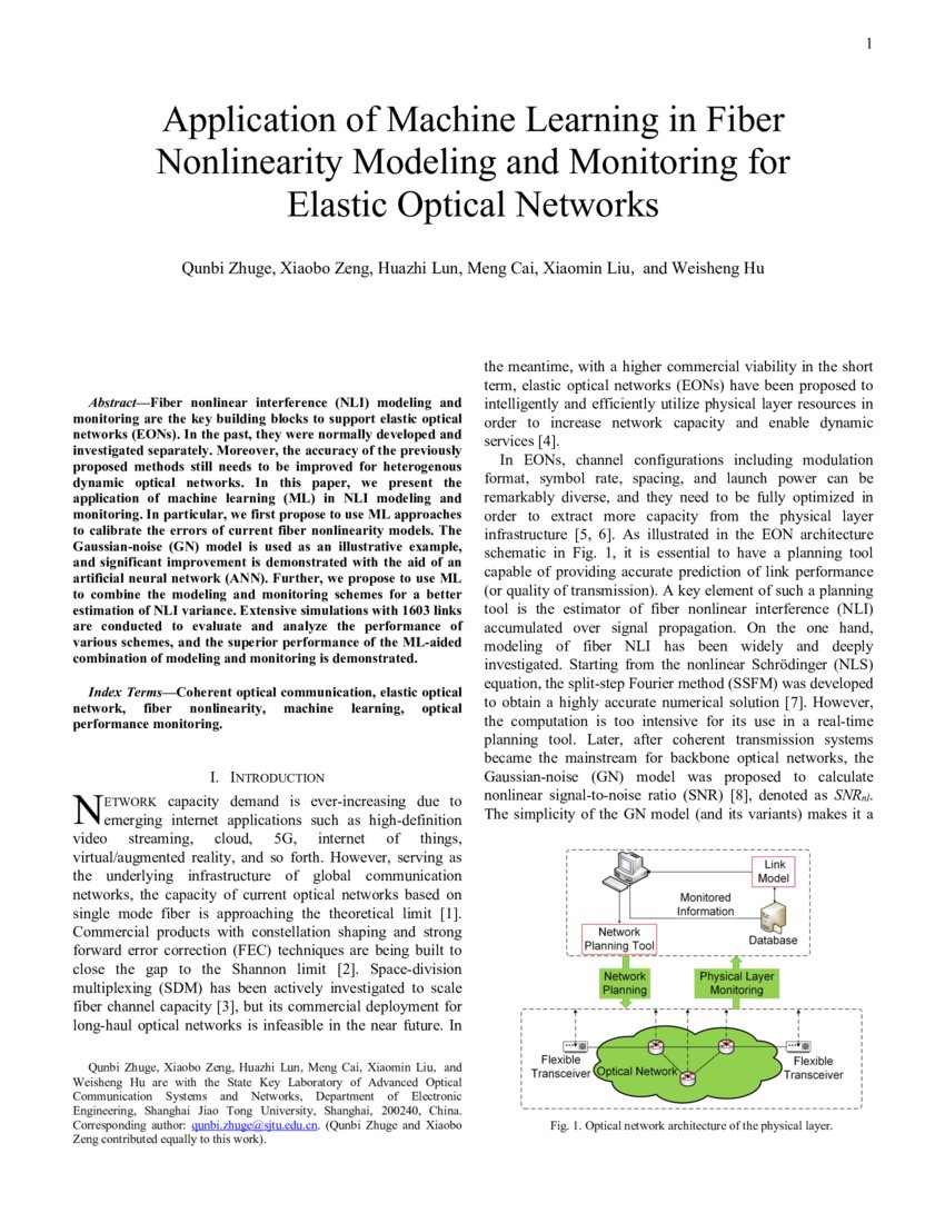 Application of Machine Learning in Fiber Nonlinearity Modeling and ...