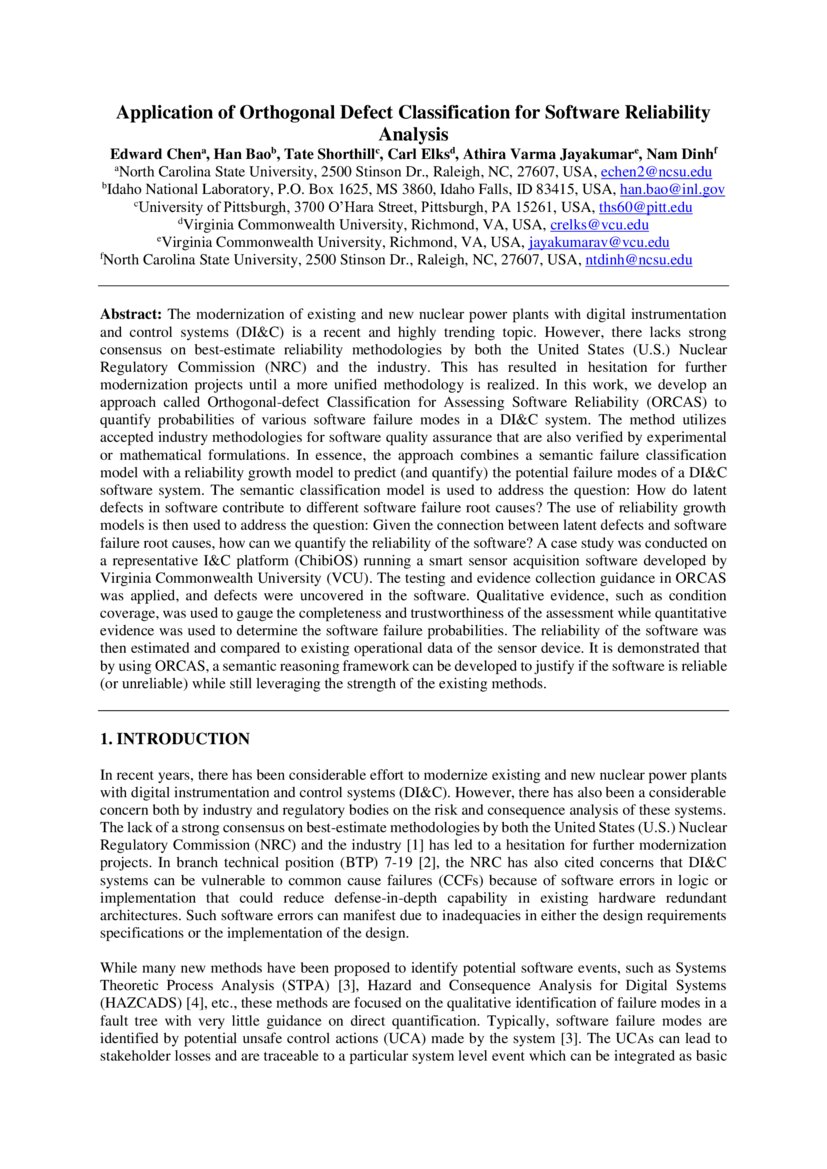 Application Of Orthogonal Defect Classification For Software Reliability Analysis Deepai