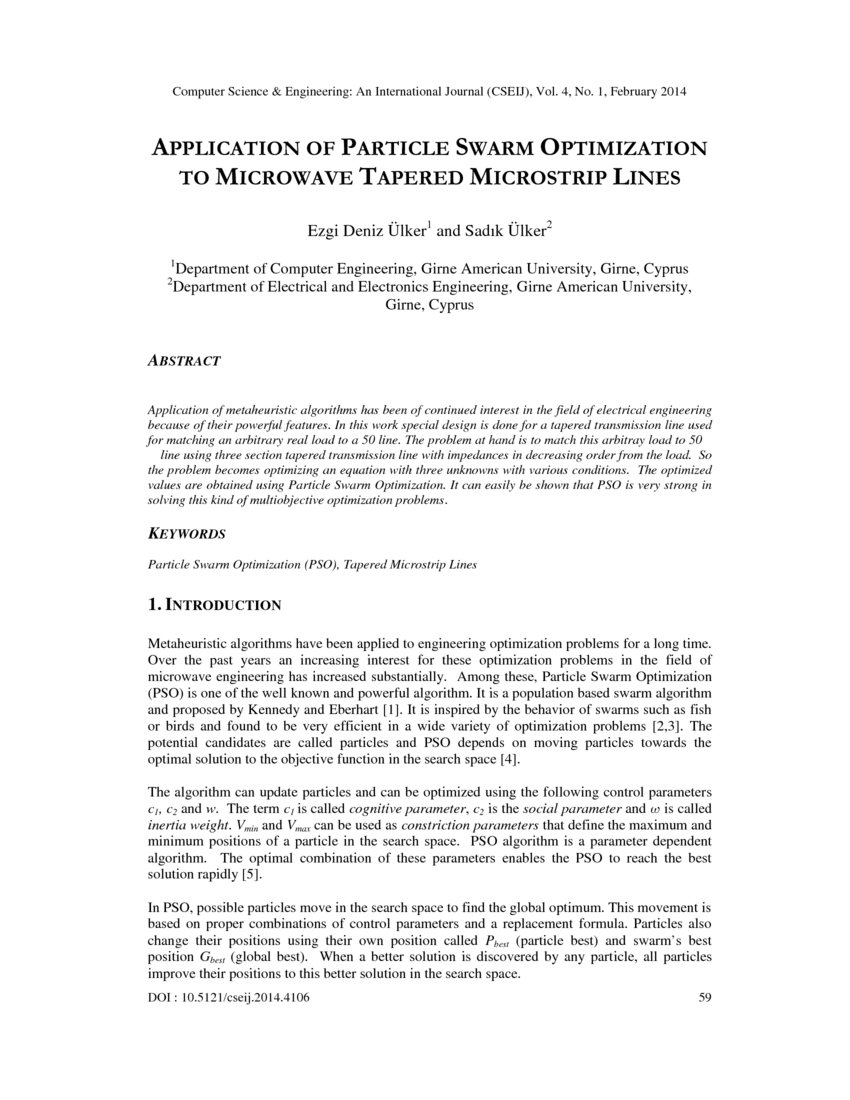 Application of Particle Swarm Optimization to Microwave Tapered Microstrip Lines | DeepAI