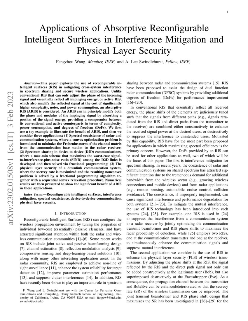 Applications Of Absorptive Reconfigurable Intelligent Surfaces In