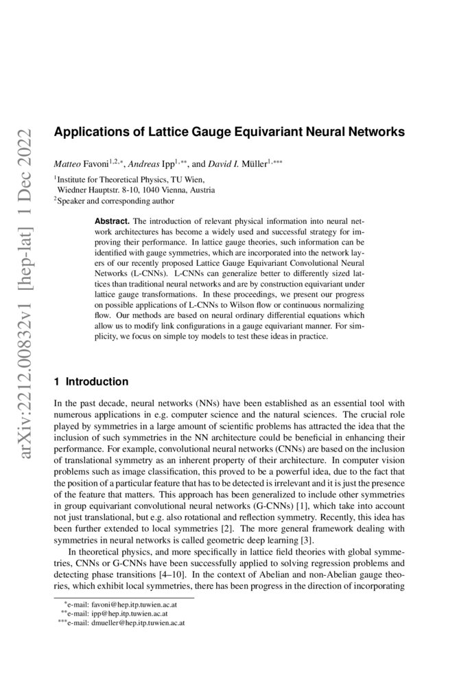 Applications of Lattice Gauge Equivariant Neural Networks | DeepAI