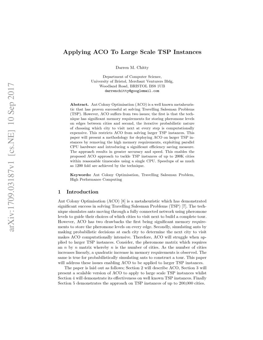 Applying ACO To Large Scale TSP Instances | DeepAI