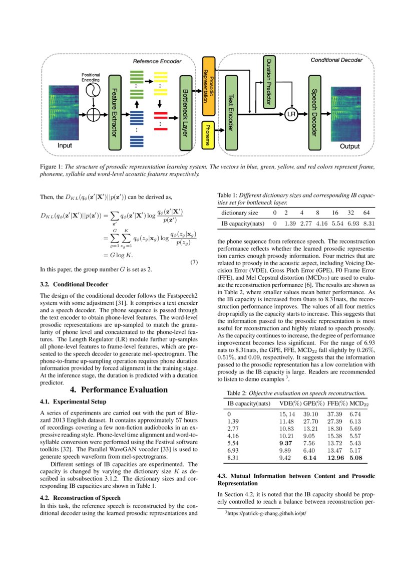 Applying The Information Bottleneck Principle To Prosodic Representation Learning Deepai
