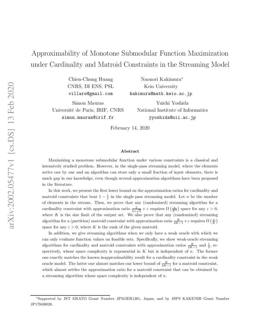 Approximability Of Monotone Submodular Function Maximization Under Cardinality And Matroid