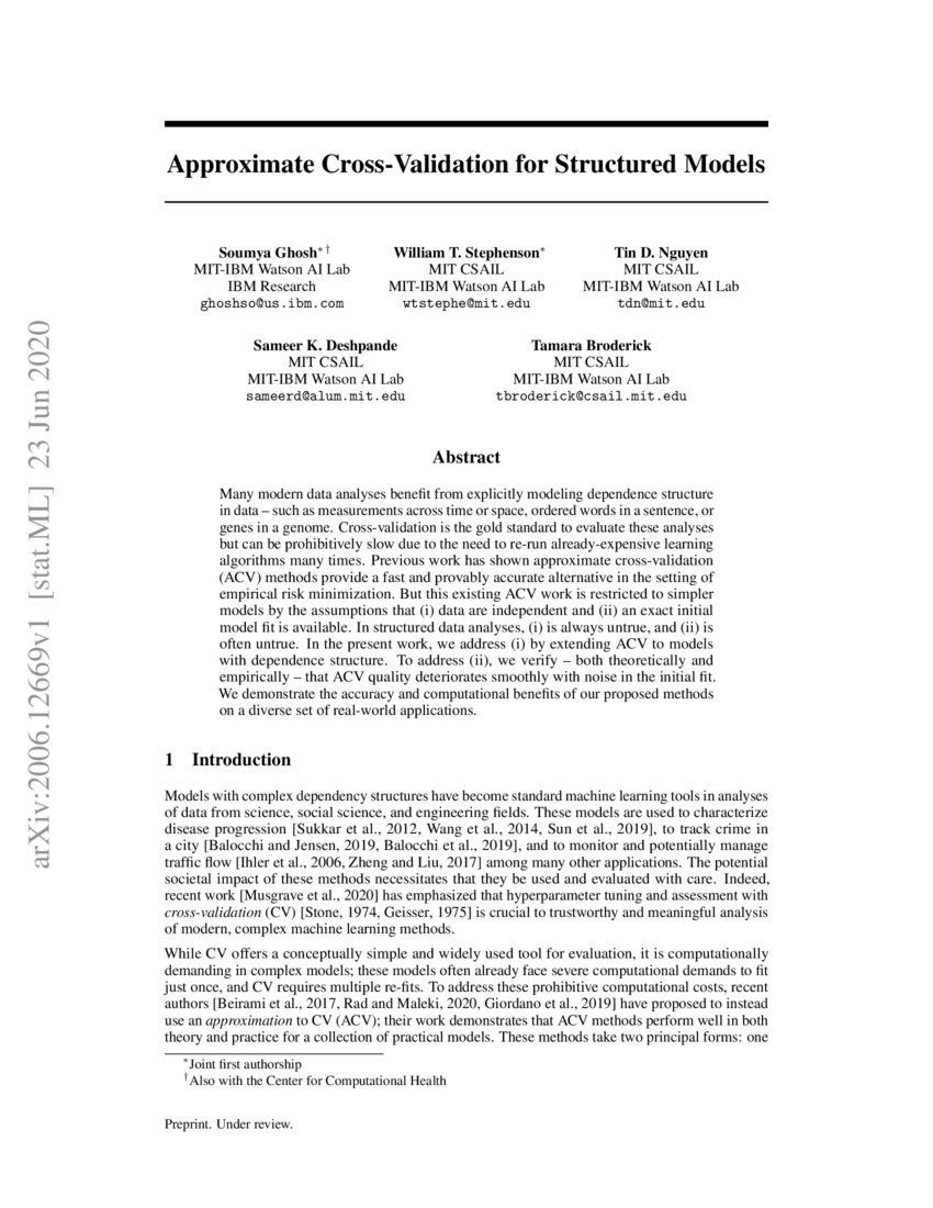Approximate Cross-Validation for Structured Models | DeepAI