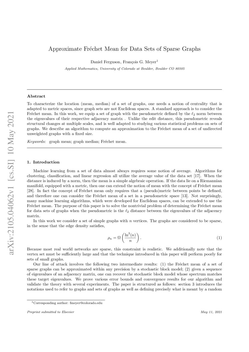 Approximate Fréchet Mean for Data Sets of Sparse Graphs | DeepAI