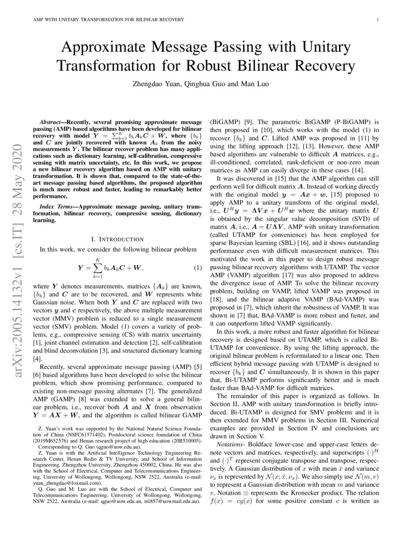 Approximate Message Passing With Unitary Transformation For Robust
