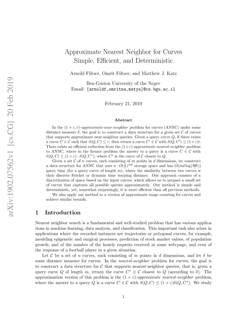 Approximate Nearest Neighbor for Curves --- Simple, Efficient, and ...