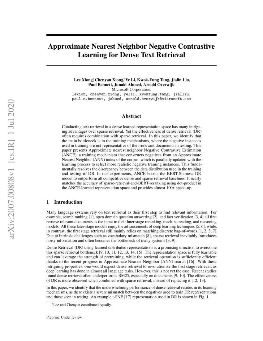 Approximate Nearest Neighbor Negative Contrastive Learning for Dense ...