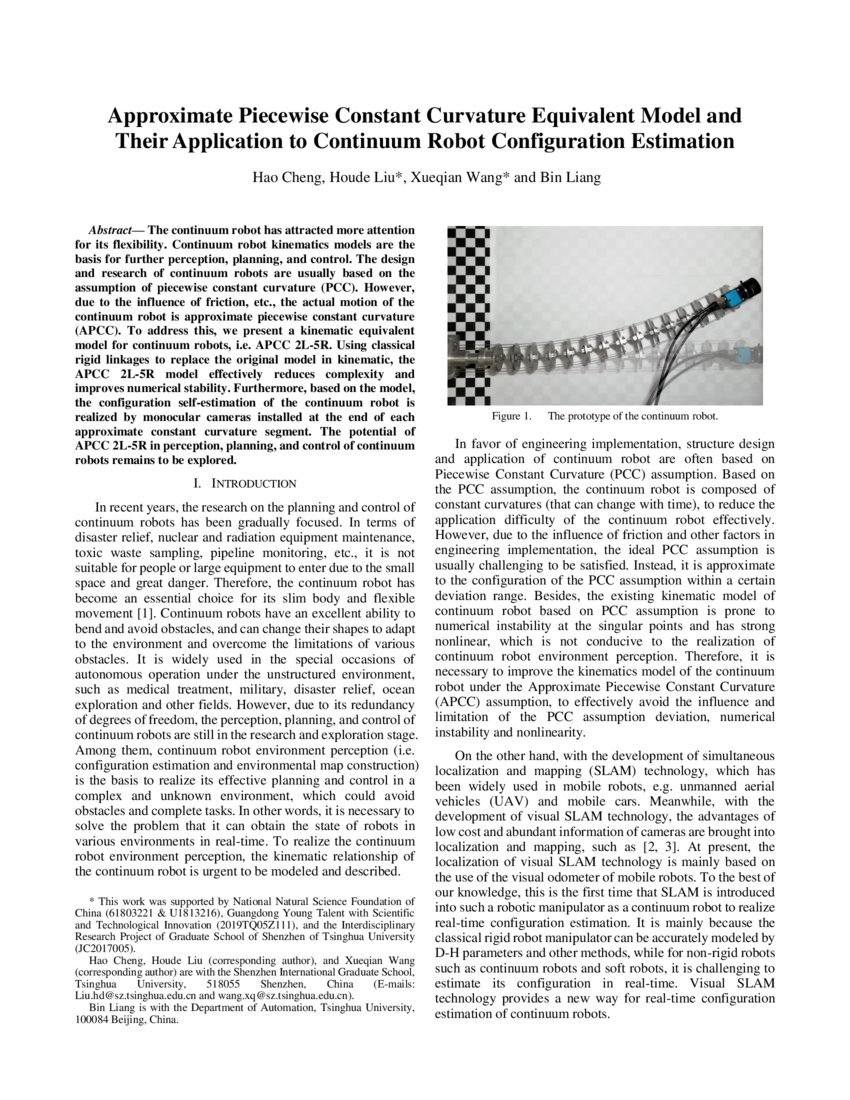 Approximate Piecewise Constant Curvature Equivalent Model and Their ...