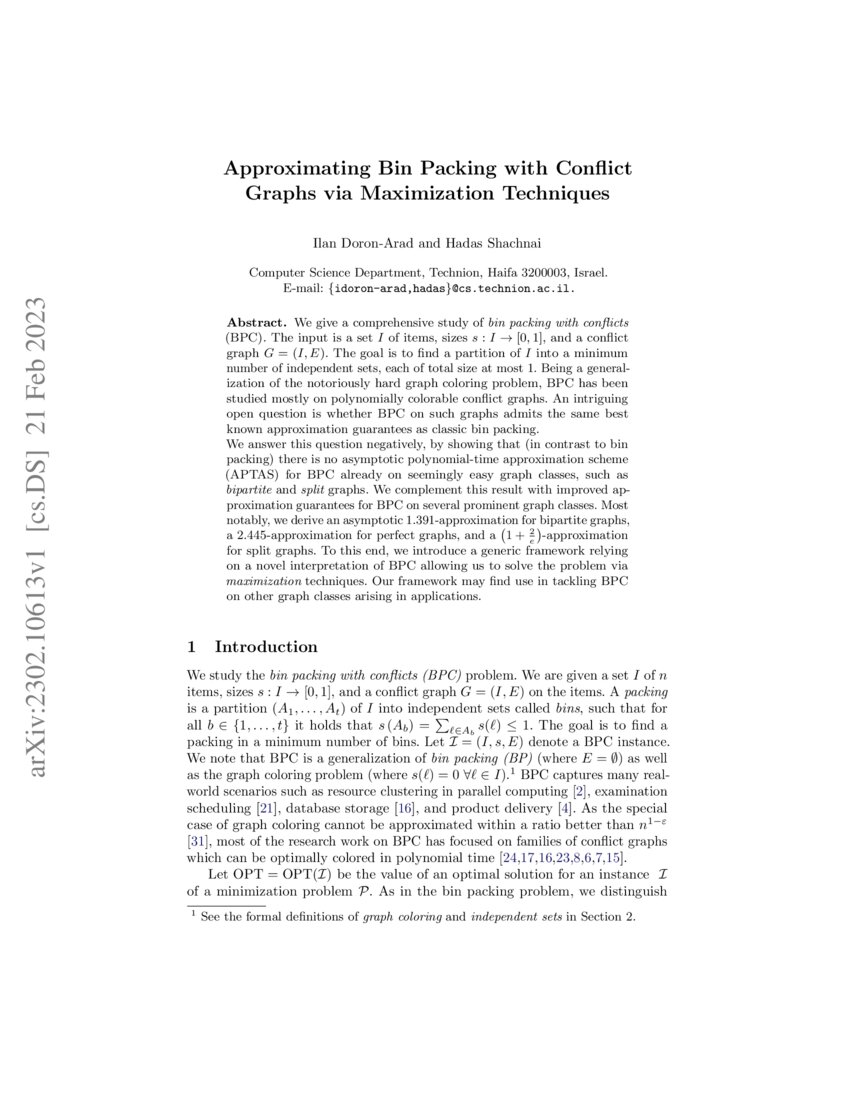 Approximating Bin Packing With Conflict Graphs Via Maximization 2808