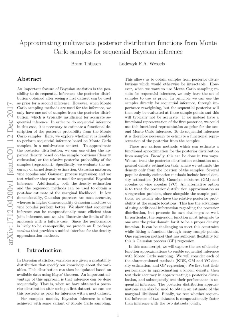 Approximating Multivariate Posterior Distribution Functions From Monte Carlo Samples For